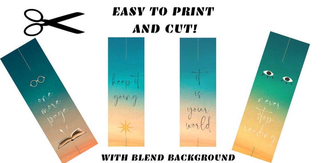 Printable Bookmarks, Digital Bookmark Set, Colorful Bookmarks, Book ...