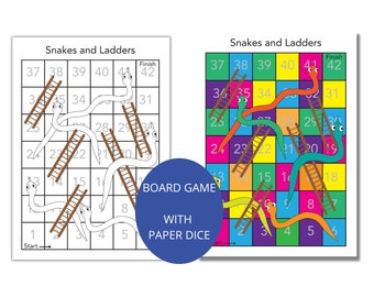 Printable Snakes and Ladders Board Game, Family Board Game, KIDS Board ...
