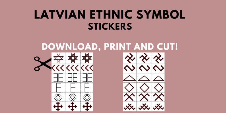 Latvian Ethnic Symbols, Latvian Folk Sign Stickers, Latvian Printable ...