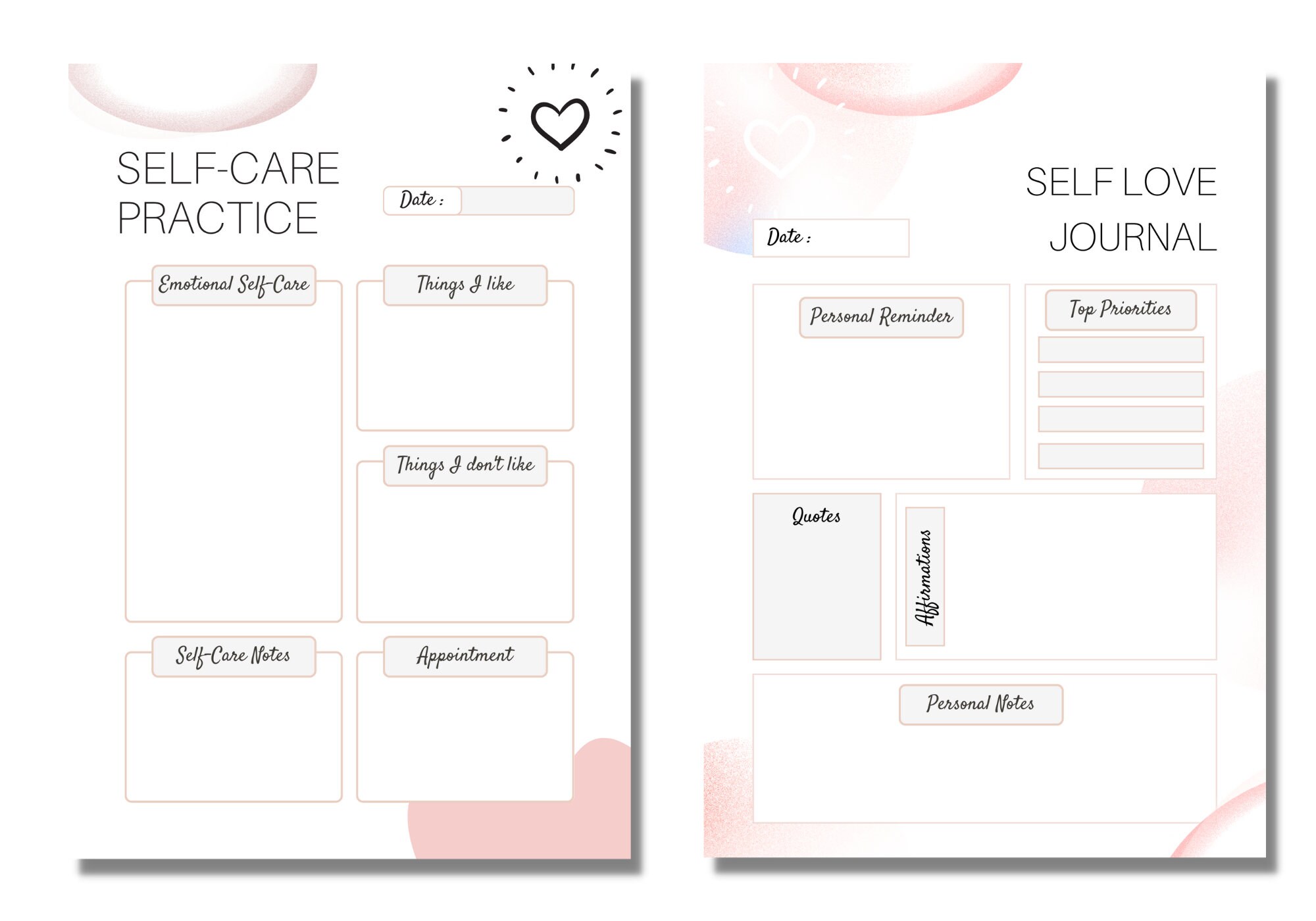 Self Care Planner Self Love Journal Pages Self Care Checklist