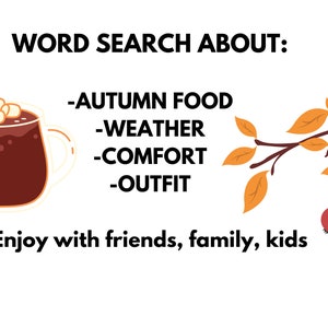 Autumn Word Search Printable Autumn Game Bundle Fall Word - Etsy