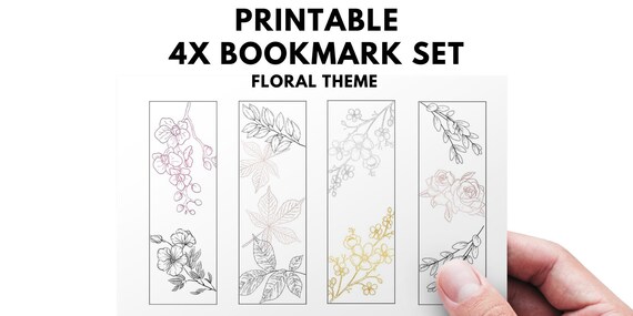 Floral Bookmarks Printable Bookmark Set Printable Flower - Etsy