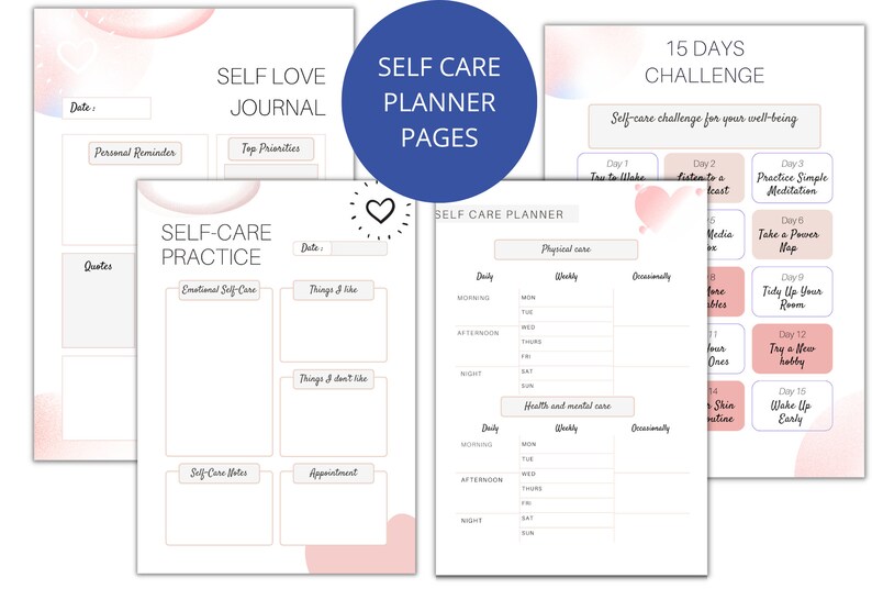 Self Care Planner Self Love Journal Pages Self Care Checklist