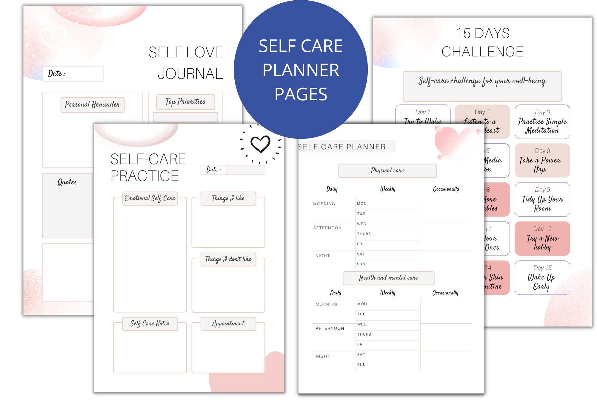 Self Care Planner Self Love Journal Pages Self Care Checklist
