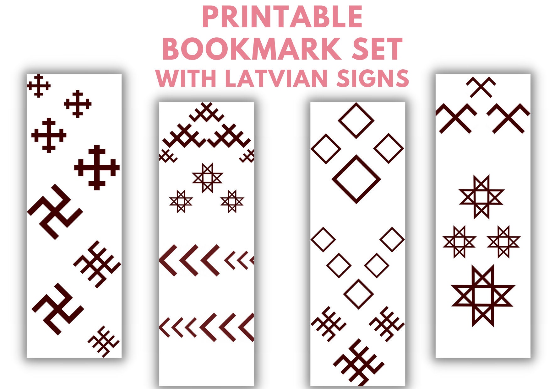 Latvian Signs Bookmark Set, Latvian Ornaments, Printable Bookmarks With ...
