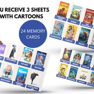 Cartoon Memory Game, Memory Game Cards, Cartoon Characters Game ...