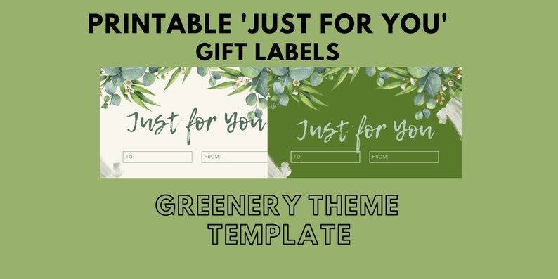 Just for You Gift Tags, Set of 2 Style Cards, Greenery Watercolour ...