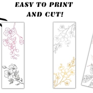 Floral Bookmarks, Printable Bookmark Set, Printable Flower Bookmarks ...