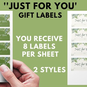 Just for You Gift Tags, Set of 2 Style Cards, Greenery Watercolour ...