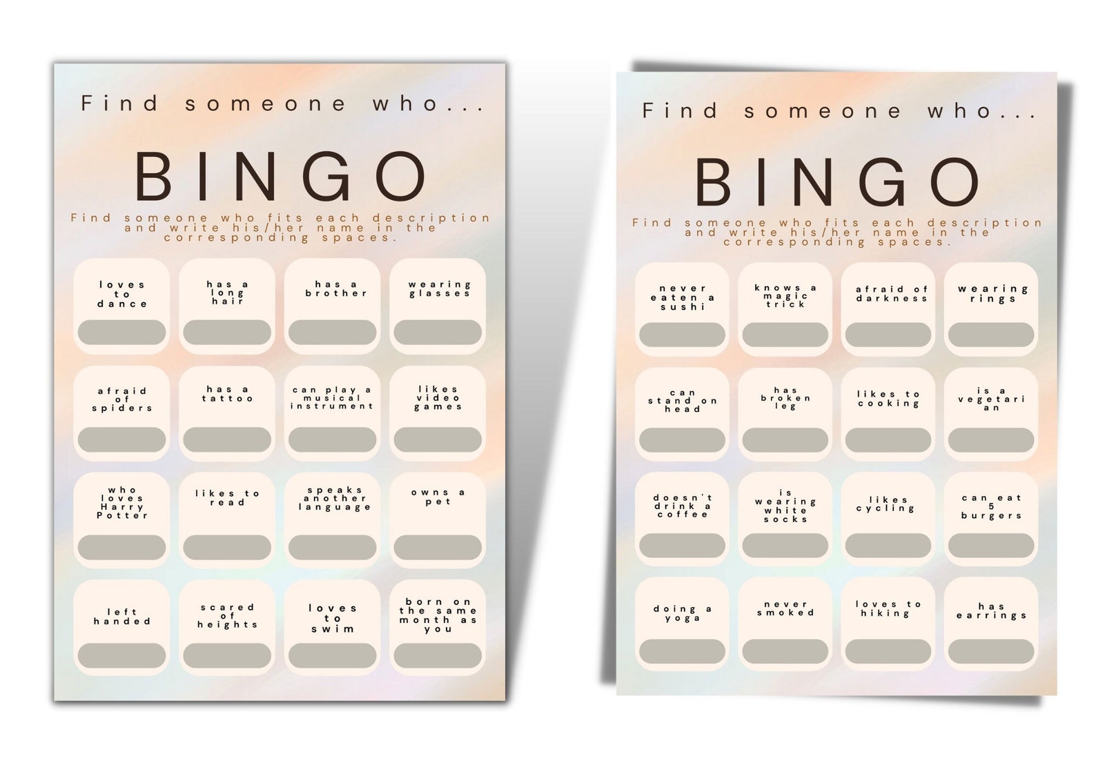 Get to Know You Bingo Game, Icebreaker Game, Printable Board Game, Name ...