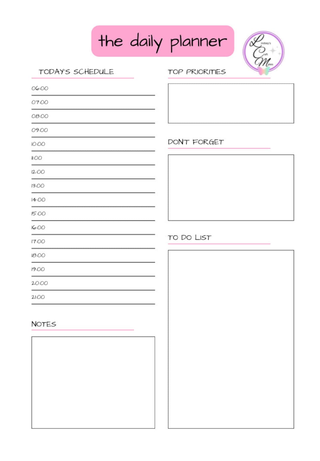 Printable Daily Planner/ Instant Download Daily Planner/ Daily Planner ...