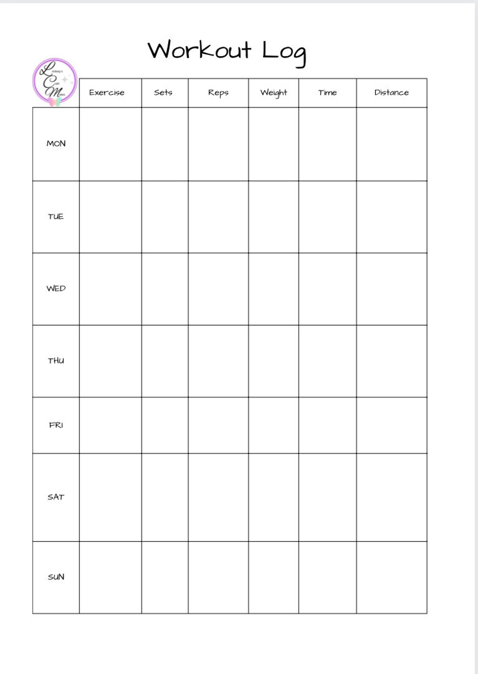 Printable Workout Log / Workout Tracker / Workout Planner - Etsy
