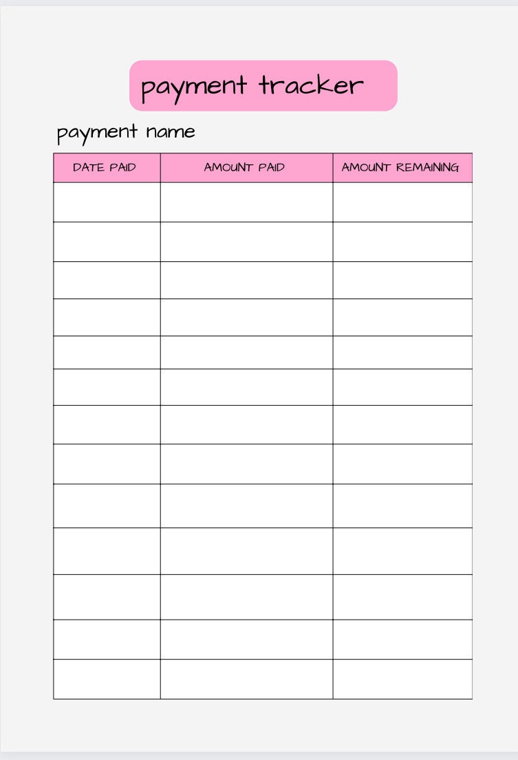 Payment Tracker Printable / Bill Payment Tracker Instant Download ...
