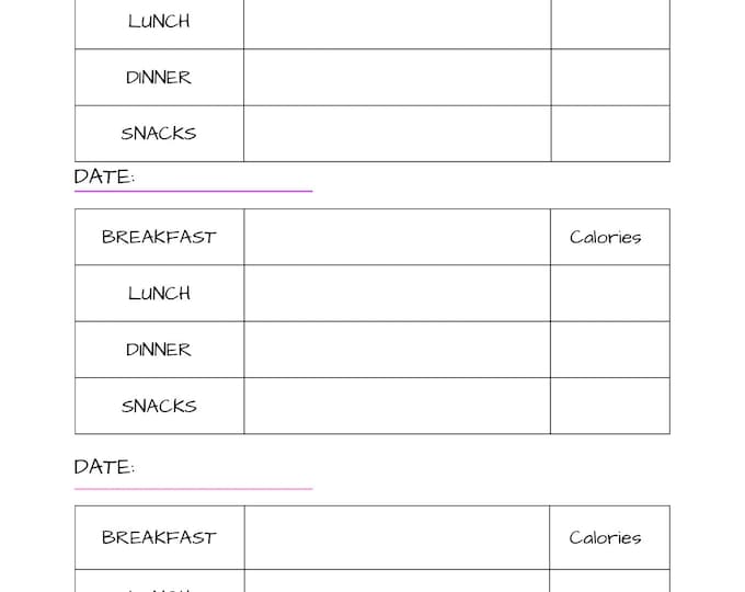 Printable Food Tracker / Food Diary / Instant Download/ - Etsy