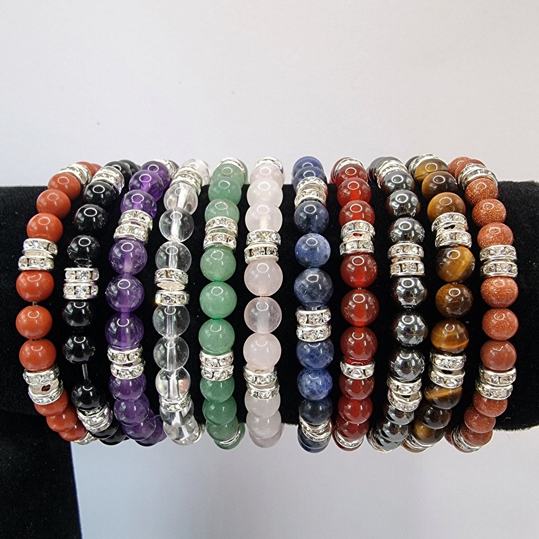 Healing Crystal Bracelet. Natural Gemstone Bead Bracelet .stretch ...