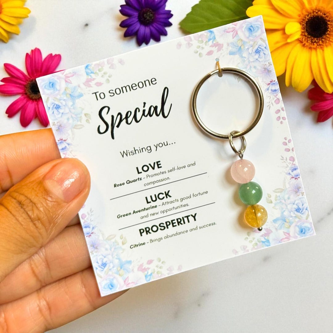 Personalized Crystal Keychain: Lucky Charm, Healing Stone, Initial ...