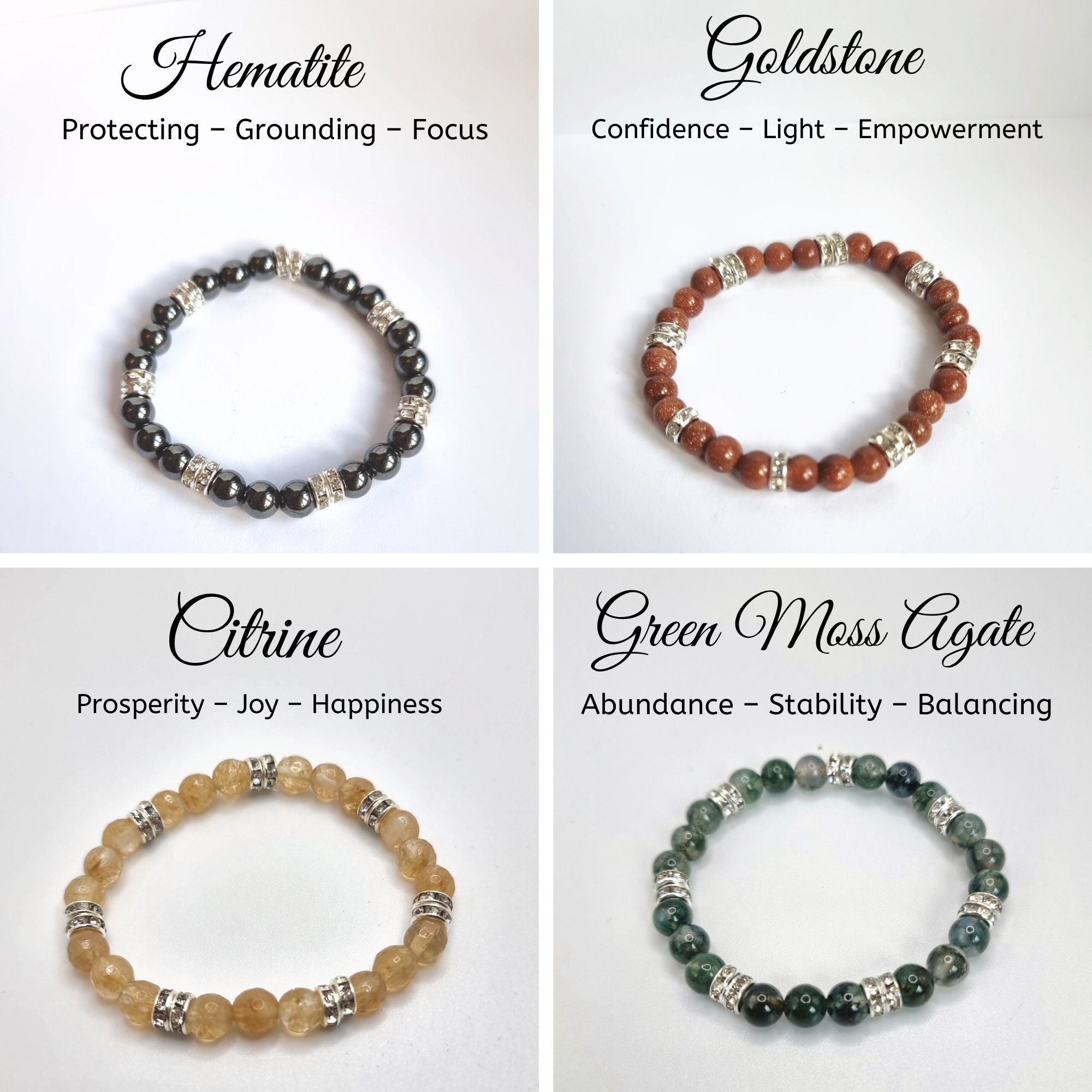 Healing Crystal Bracelet. Natural Gemstone Bead Bracelet - Etsy UK