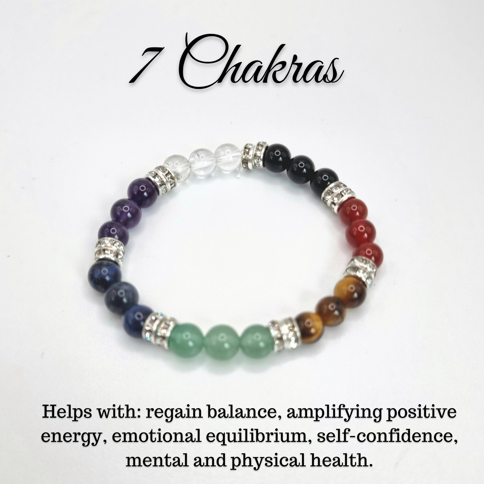 Healing Crystal Bracelet. Natural Gemstone Bead Bracelet - Etsy UK