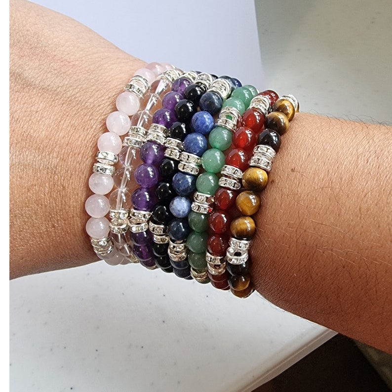 Healing Crystal Bracelet. Natural Gemstone Bead Bracelet - Etsy UK