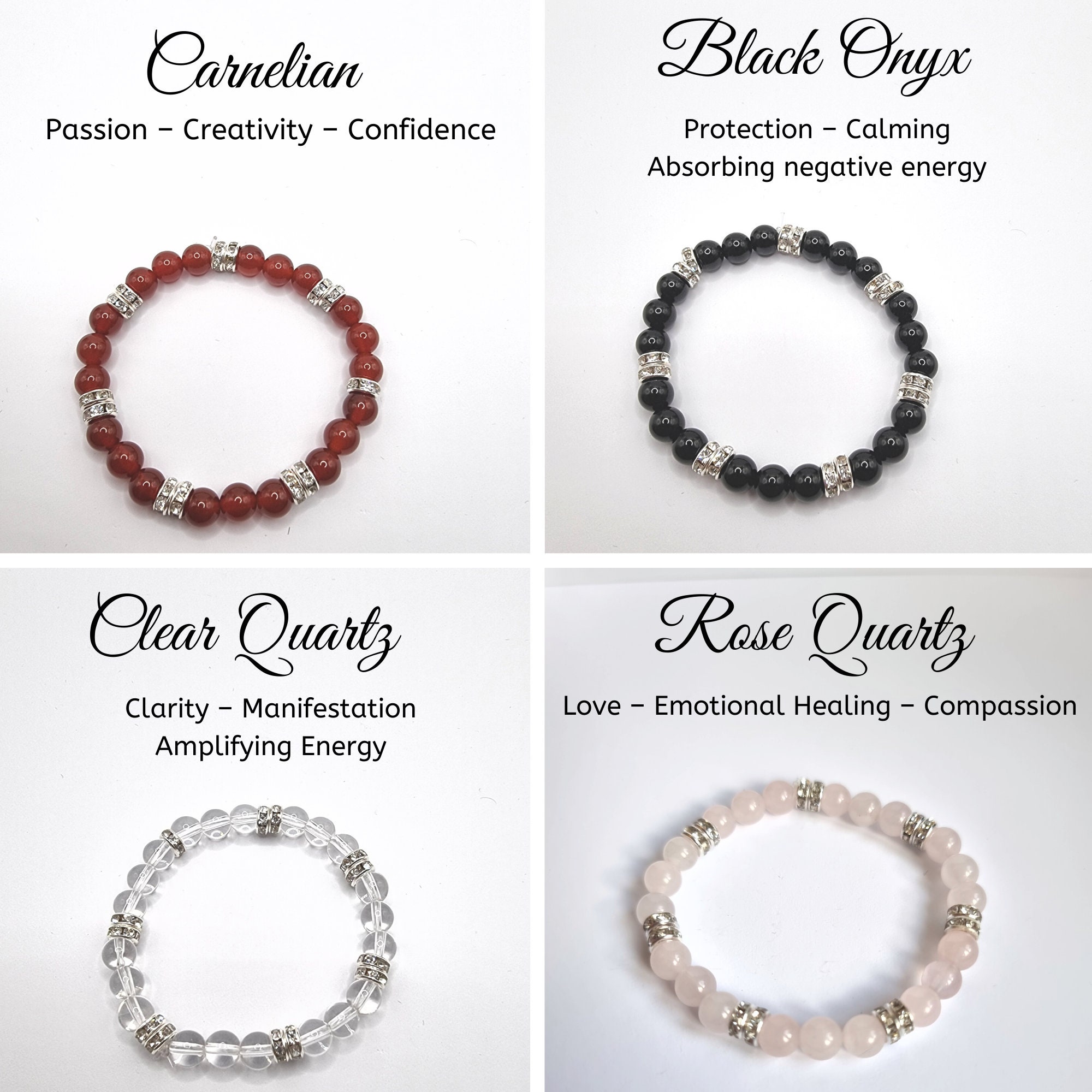Healing Crystal Bracelet. Natural Gemstone Bead Bracelet - Etsy UK