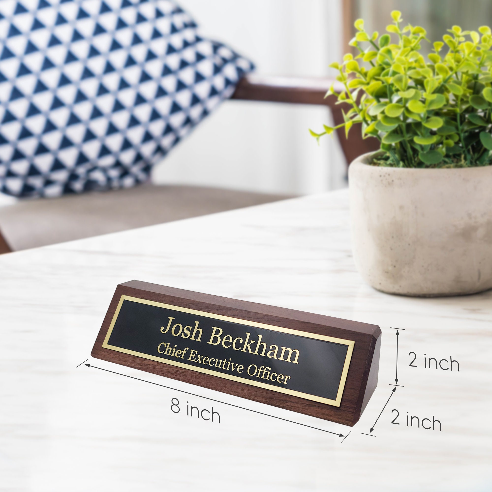 Elegant Wood Name Plate for Desk | Custom Desk Name Plate Personalized ...