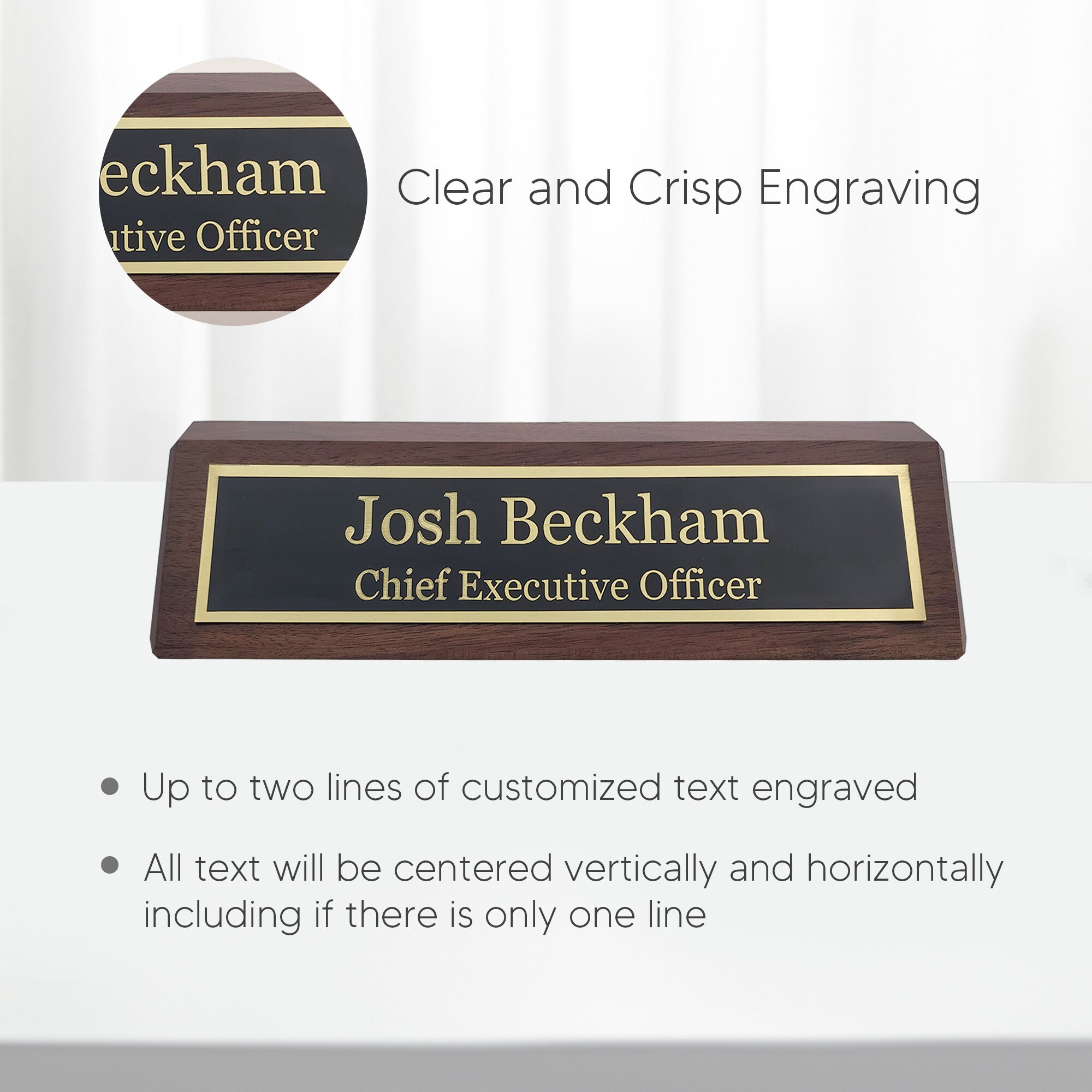 Elegant Wood Name Plate for Desk | Custom Desk Name Plate Personalized ...