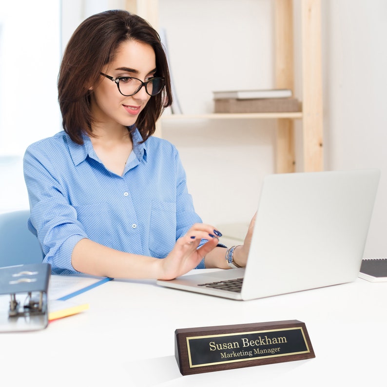 Elegant Wood Name Plate for Desk | Custom Desk Name Plate Personalized ...