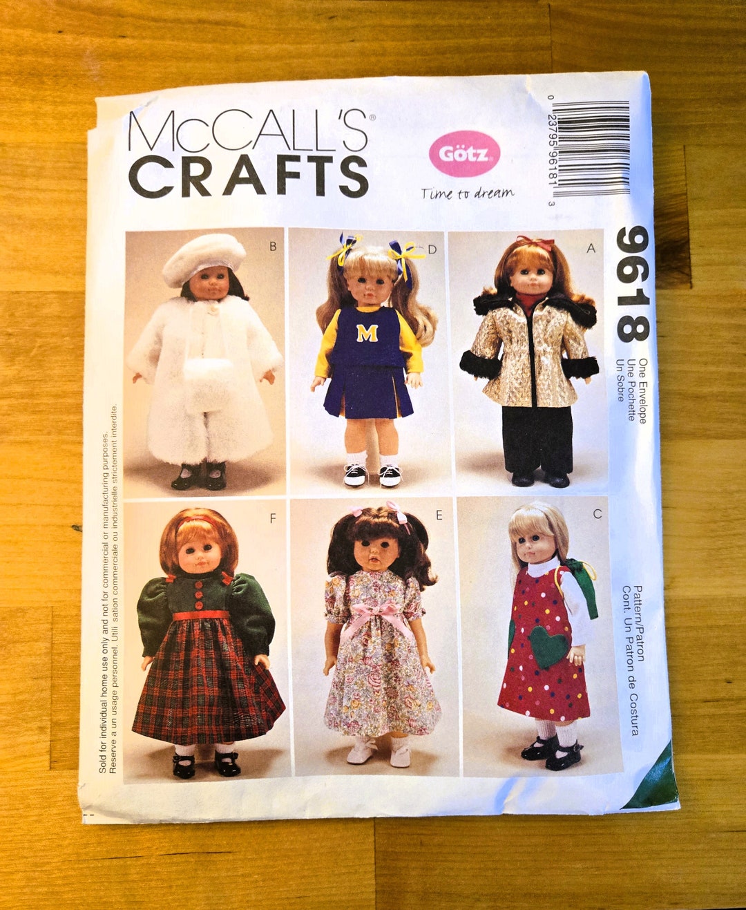 Mccall's Crafts #9618 - 18-inch Doll Outfit Pattern - Includes 6 ...
