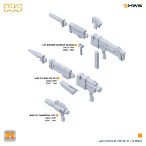 144WS-018 Beam Weapons Set 02 1/144 set of 3 Weapons. 3D Resin Weapon for HG Model Kits. - Etsy