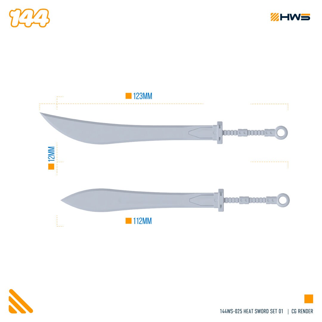 144WS-025 Heat Sword Set 01 (set of 2 Weapons). 3D Resin Weapon for 1/ ...