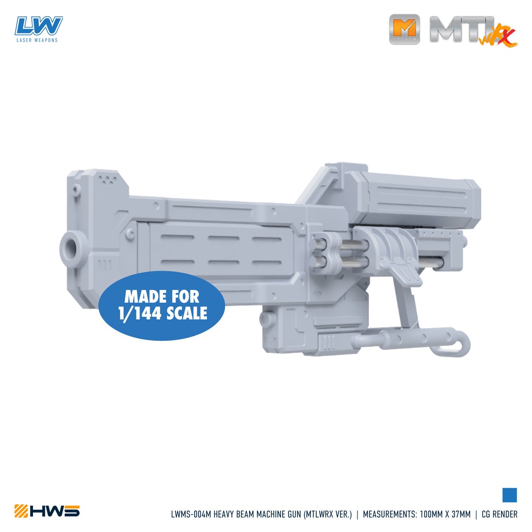 LWMS-004M Heavy Beam Machine Gun (MTLWRX Ver.) 1/144. 3D Resin Parts ...