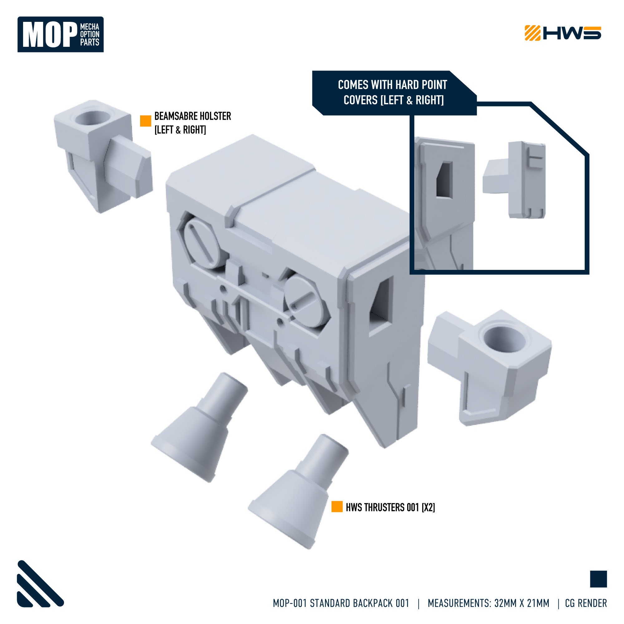 MOP-001 Standard Backpack Set 001 1/144. 3D Resin Accessories - Etsy