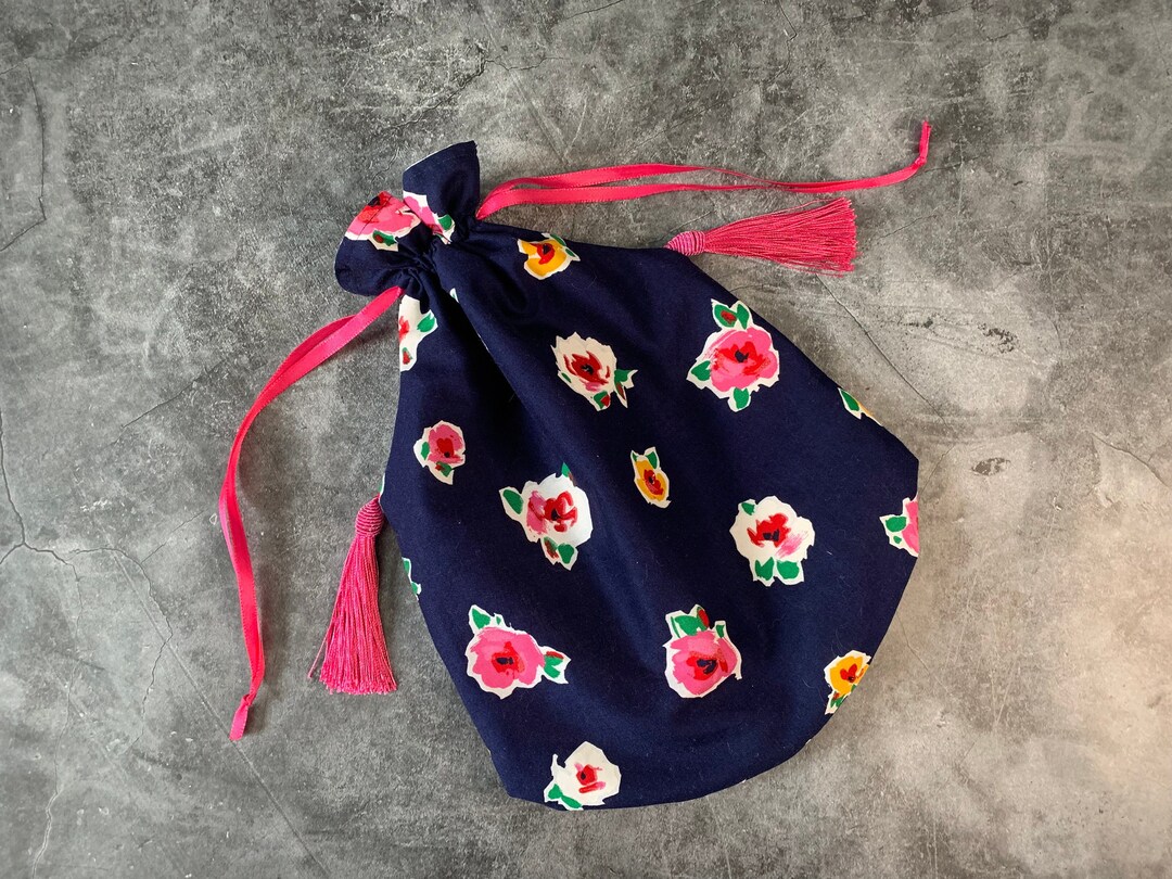 Blue Floral Reticule Handbag Regency Drawstring Purse - Etsy