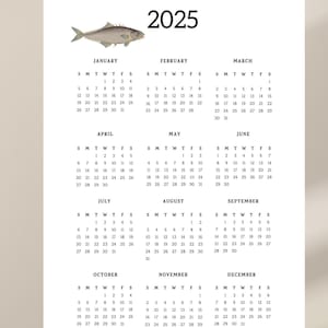 Illustrated Fish Calendar | Six Year Calendar | Printable Wall Calendar ...