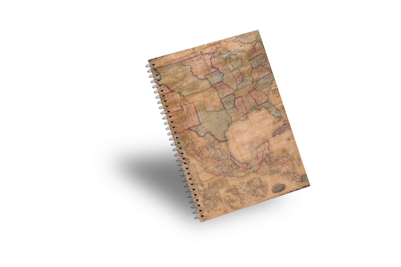 Vintage Map Journal | World Map Notebook | World Map Journal | A5 ...