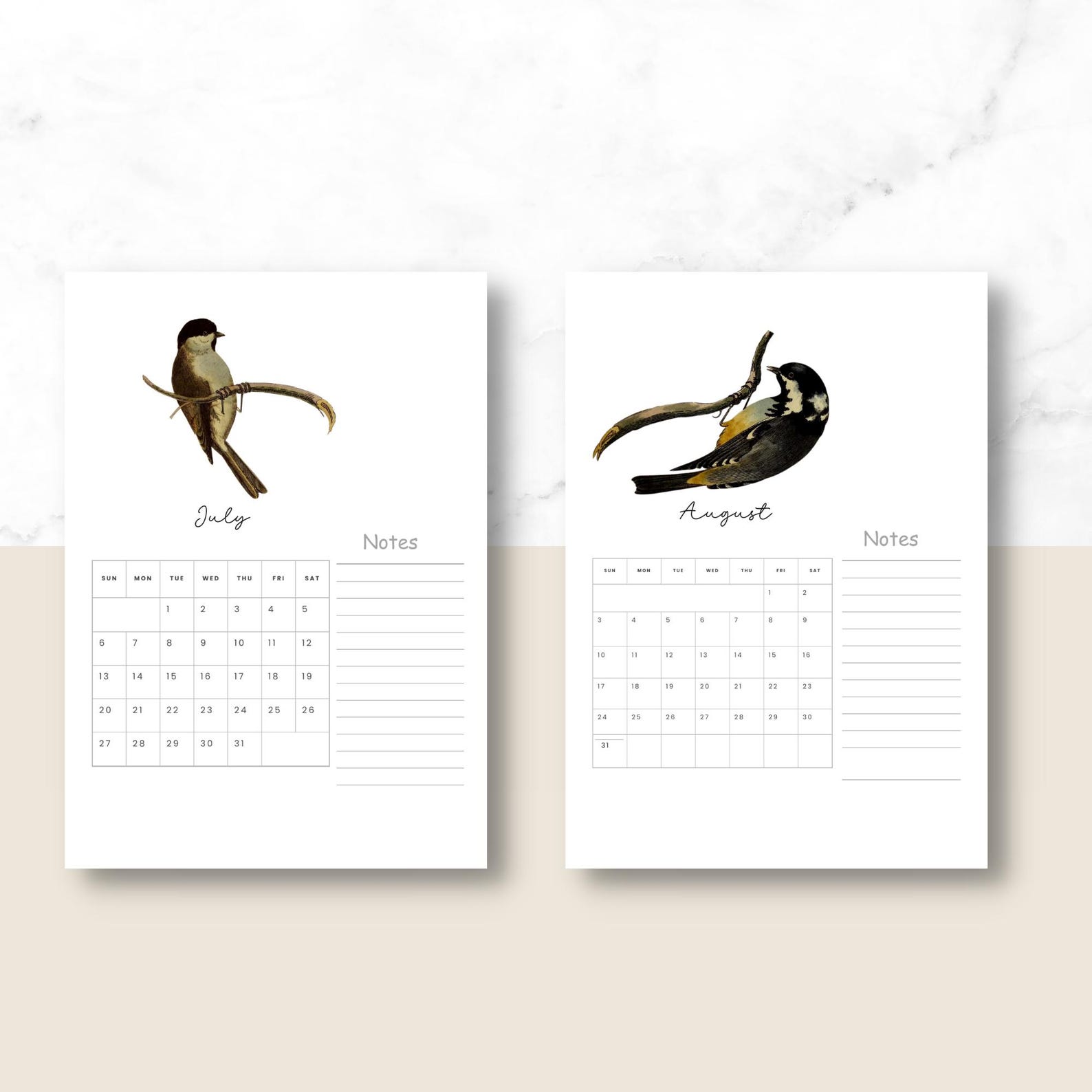 Illustrated Bird Calendar | 2025-2026 Wall Calendar | Bird Lover Gift ...