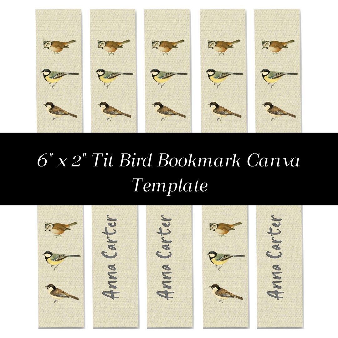 Illustrated Bird Bookmark | Bird Watcher Gift | Tit Bird Bookmark ...