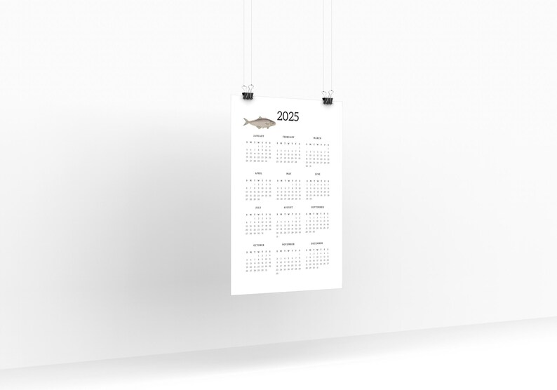 Illustrated Fish Calendar | Six Year Calendar | Printable Wall Calendar ...