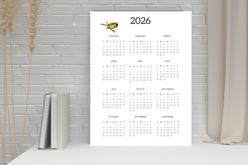 Illustrated Bird Calendar | Six Year Calendar | Bird Lover Gift ...