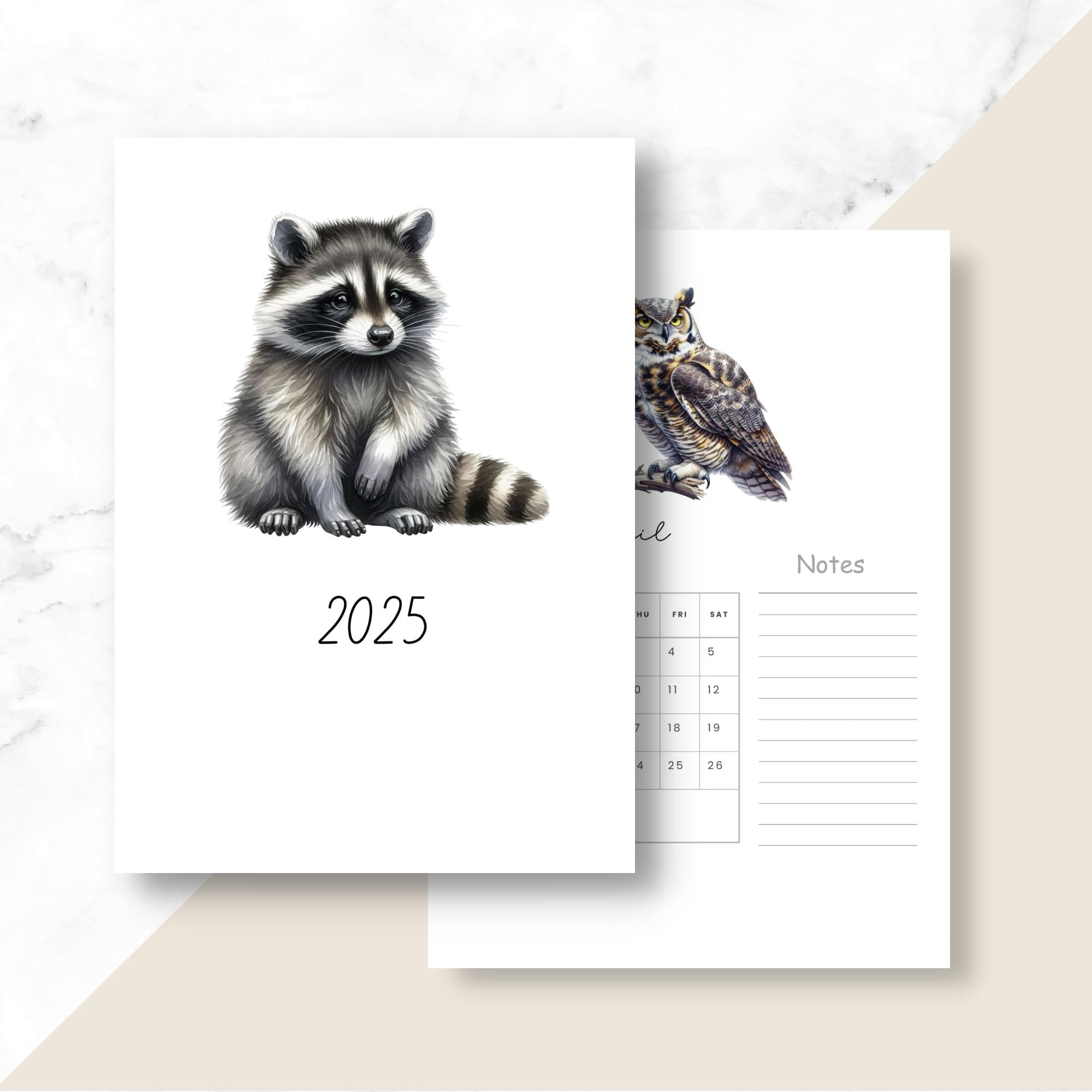 Woodland Animal Calendar | 2025-2026 Printable Monthly Calendar - Etsy