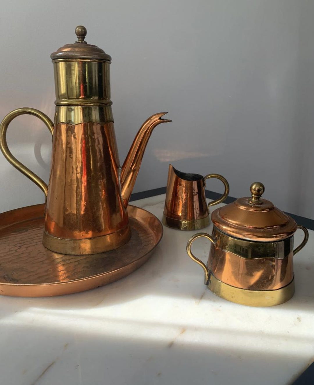 Vintage Belgian Copper Tea/coffee Set - Etsy