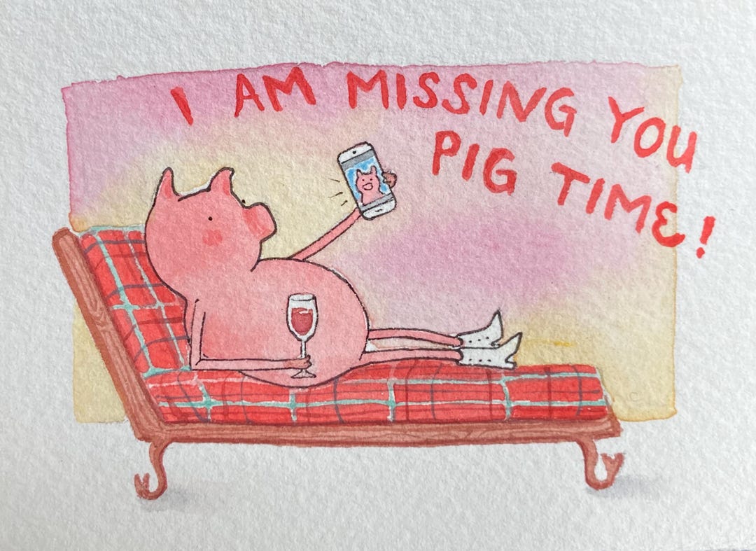 Missing You Pig Time Card - Etsy