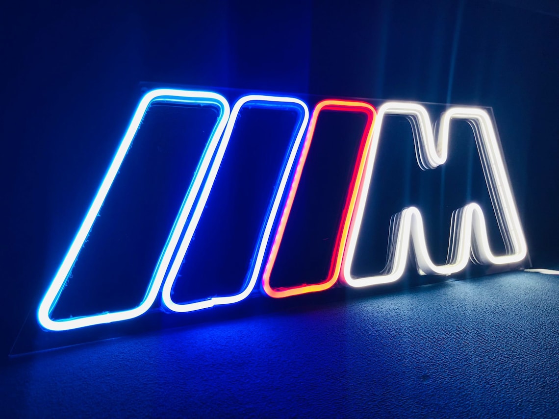 BMW M Power Logo Neon Sign M-power Neon Sign BMW Wall Hanging Garage ...