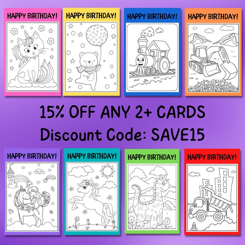 CAT WITCH Halloween, Kid's Halloween Card, COLORING Halloween Card ...