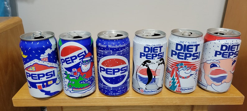 Pepsi Christmas Cans 1990's Set of Six - Etsy