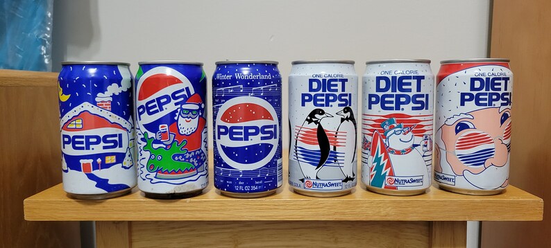 Pepsi Christmas Cans 1990's Set of Six - Etsy