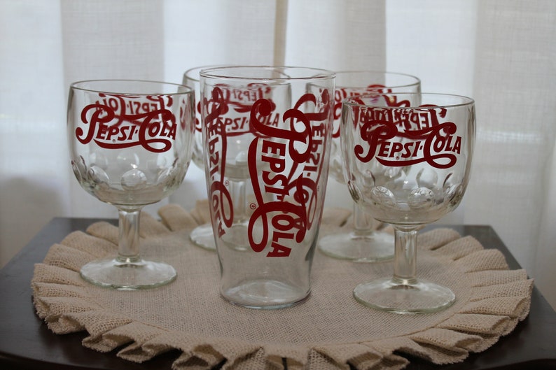1970's Pepsi Glass Set - Etsy