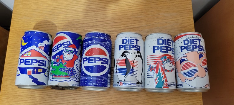 Pepsi Christmas Cans 1990's Set of Six - Etsy