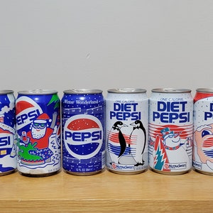 Pepsi Christmas Cans 1990's Set of Six - Etsy