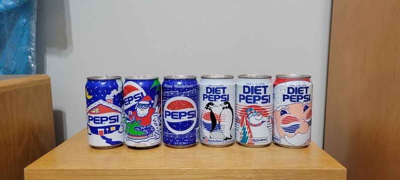 Pepsi Christmas Cans 1990's Set of Six - Etsy